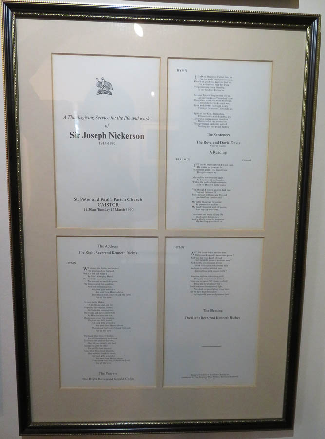 Order of service – Joseph Nickerson Memorial Gallery