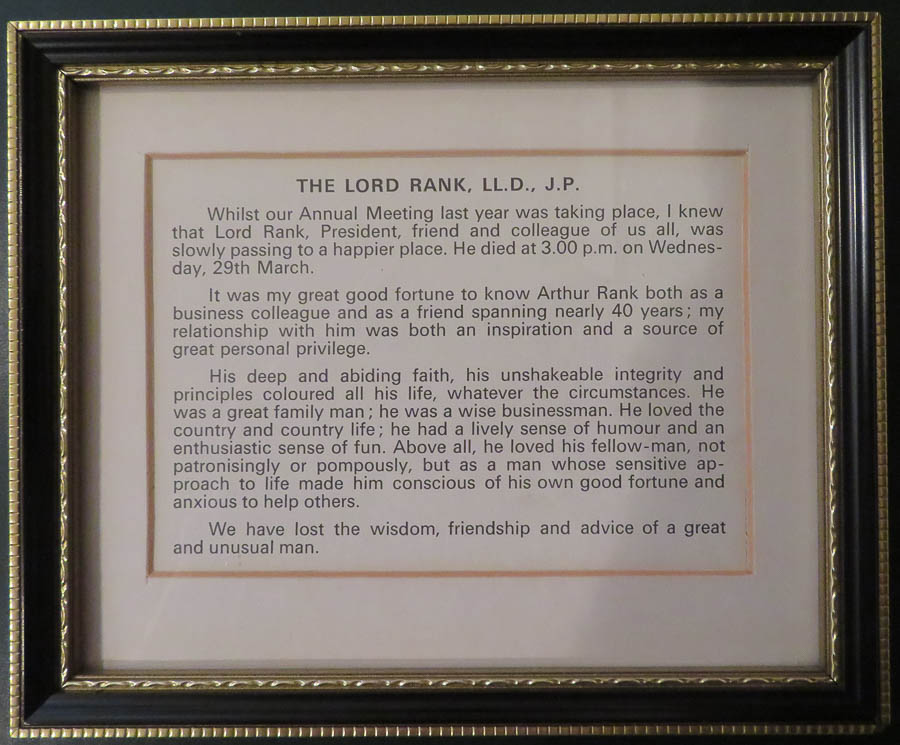 Reflection on Lord Rank – Joseph Nickerson Memorial Gallery
